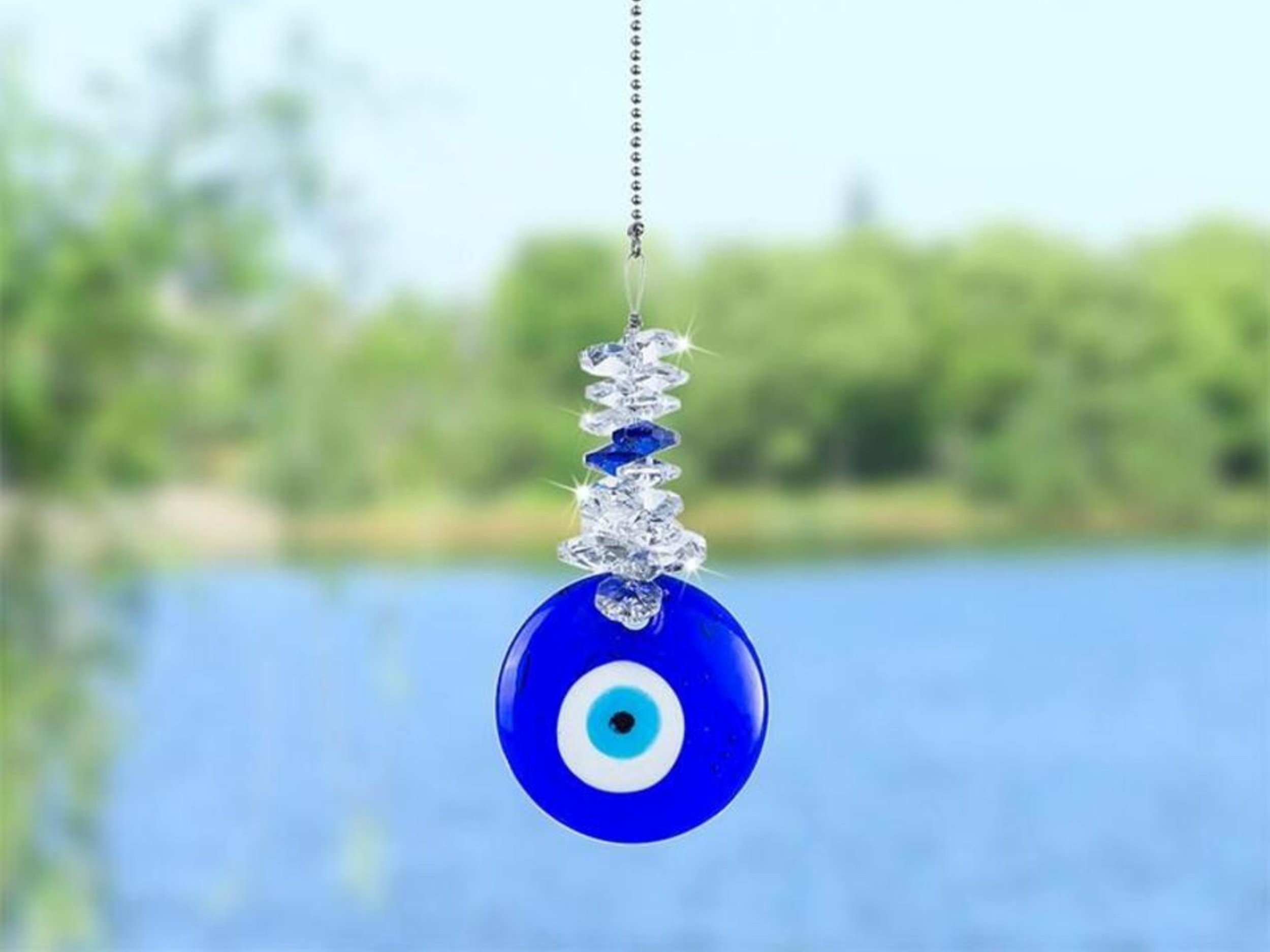 Classic Blue Crystal Evil Eye Wall Hanging